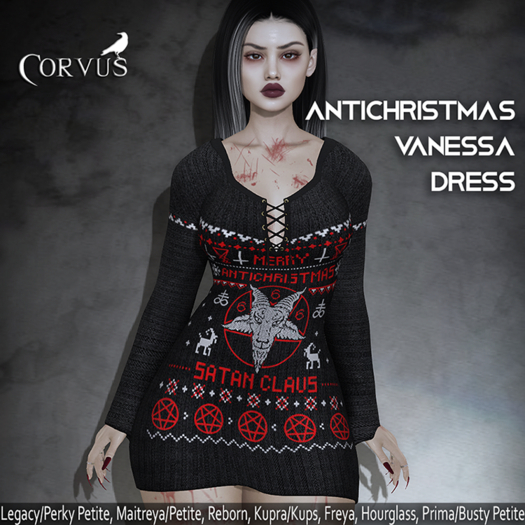 Second Life Marketplace - Corvus : Antichristmas Vanessa Dress